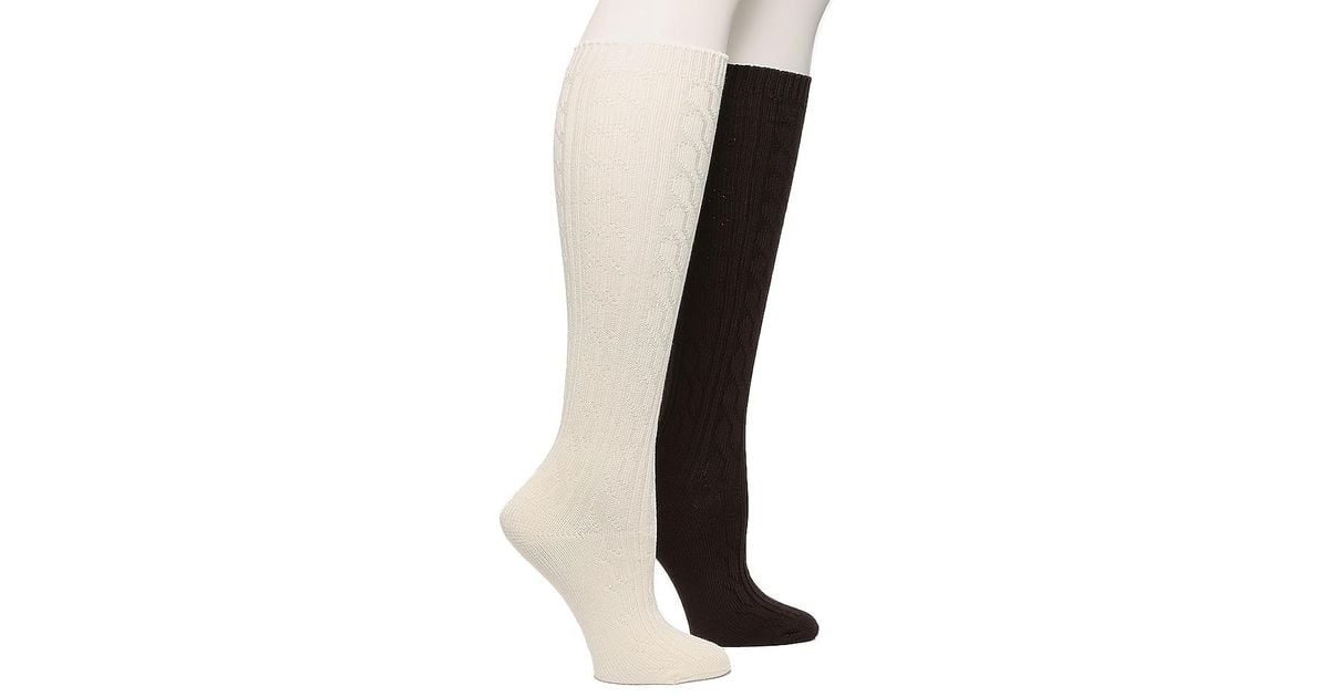 Crown Vintage Cable Knit Knee Socks In Black Lyst