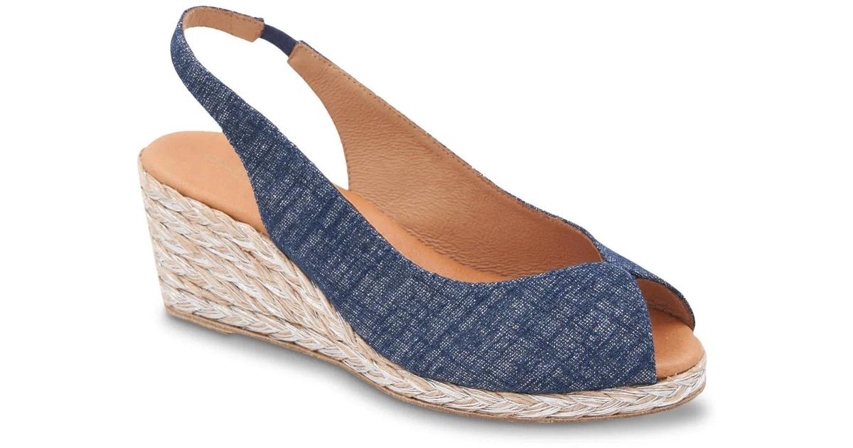 Andre Assous Audrey Wedge Sandal in Blue | Lyst