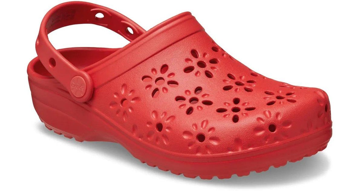 Crocs™ Floral Cut Out Clog in Red | Lyst