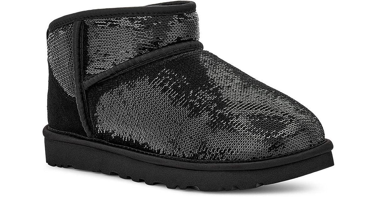 UGG Classic Ul Mini Mirror Ball Boot in Black | Lyst