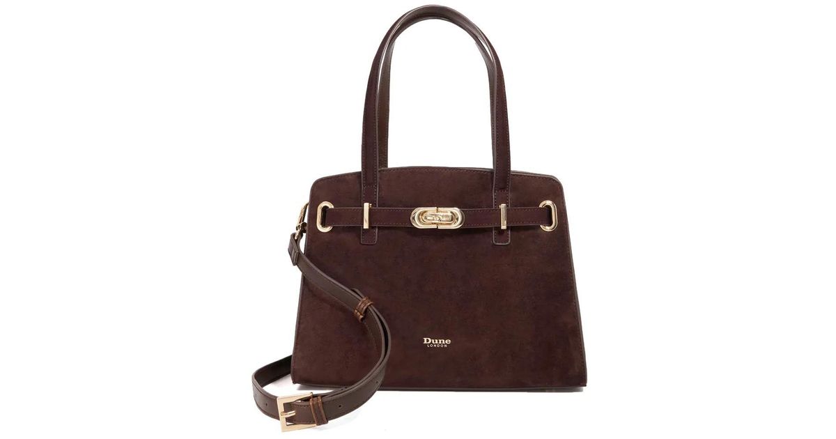 Dune Dinidefine Suede Satchel in Brown | Lyst