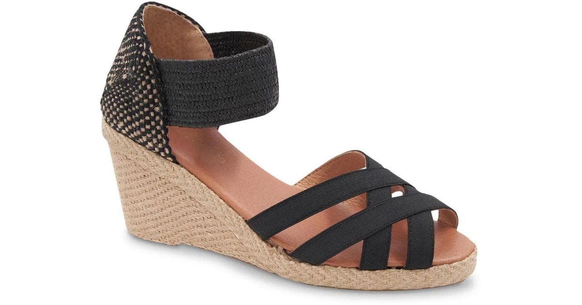 Andre Assous Adin Espadrille Wedge Sandal in Black | Lyst
