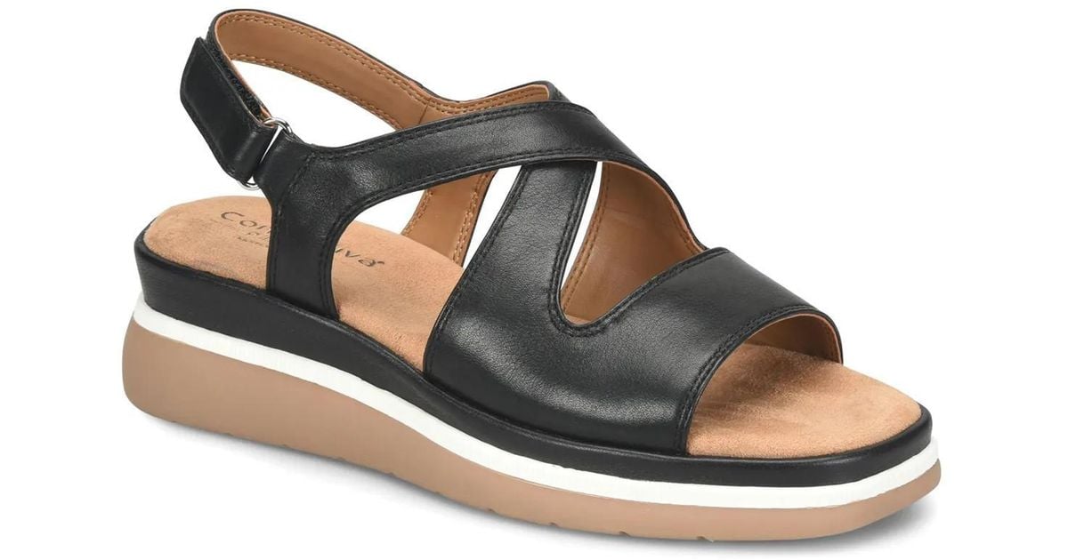 Comfortiva Amethyst Wedge Sandal in Black | Lyst