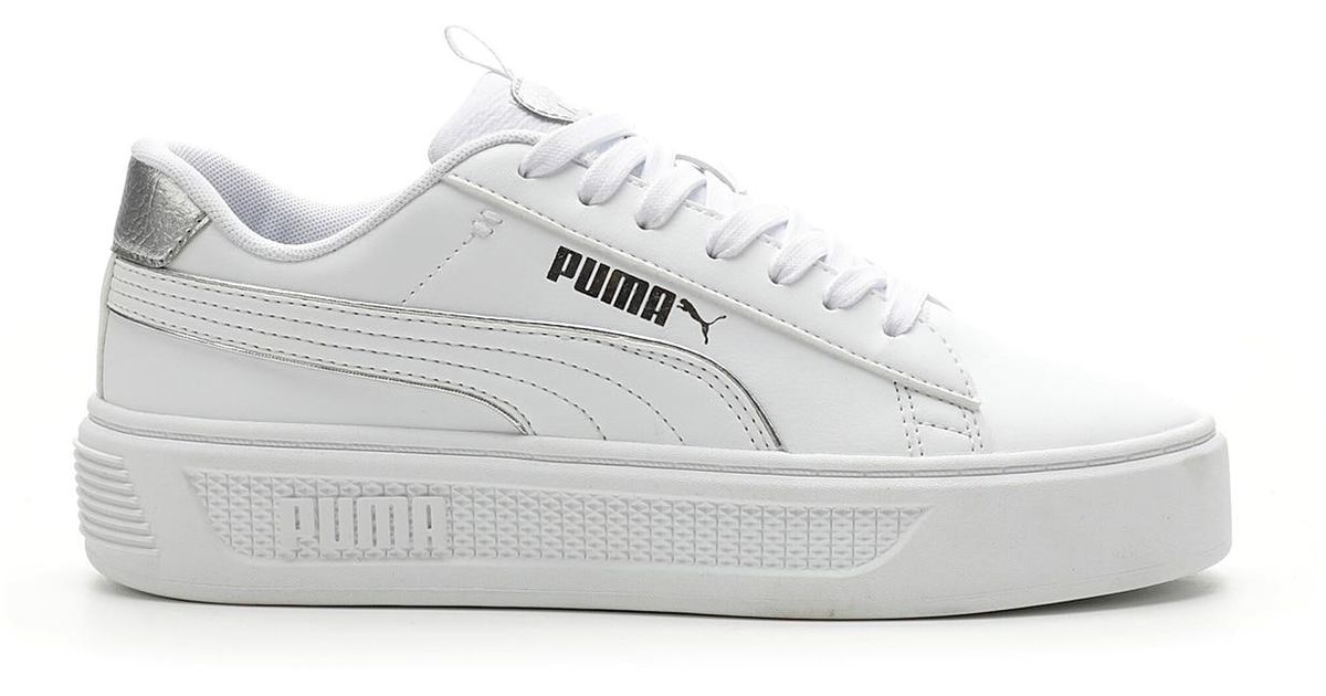 PUMA Smash Platform V3 Pop Up Metallics Sneaker in White | Lyst
