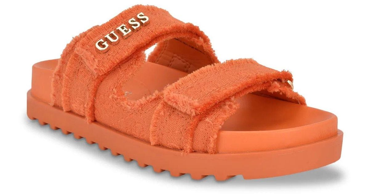 Guess Fabulona Platform Sandal in Orange | Lyst
