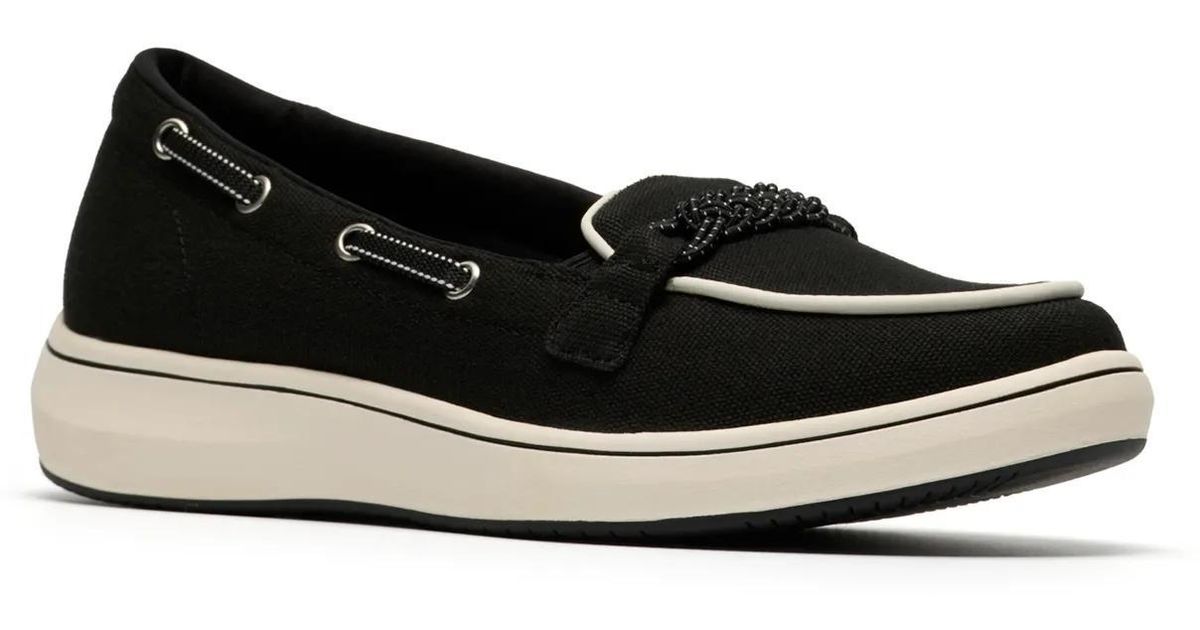 Clarks Cloudsteppers Breezesky Bay Boat Shoe in Black | Lyst