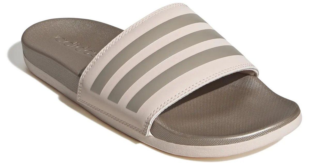 adidas Adilette Comfort Stripe Slide Sandal in Gray | Lyst