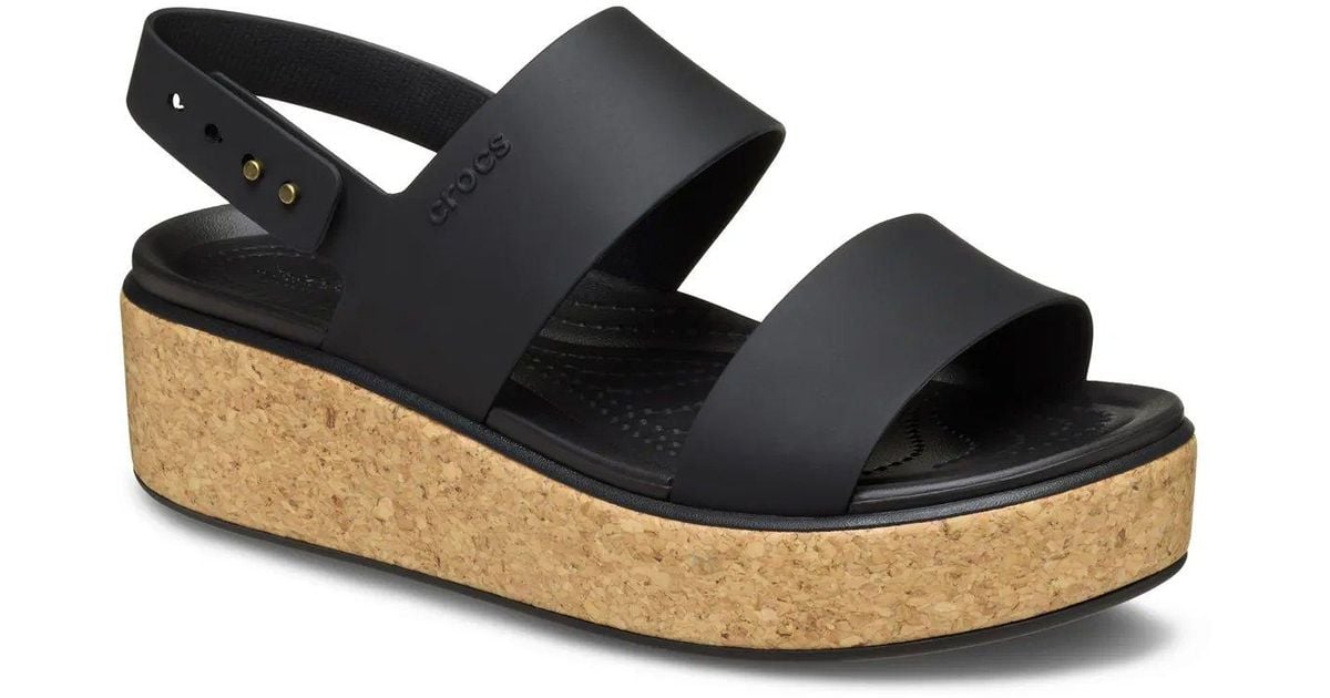 Crocs™ Brooklyn Low Wedge Sandal in Black | Lyst