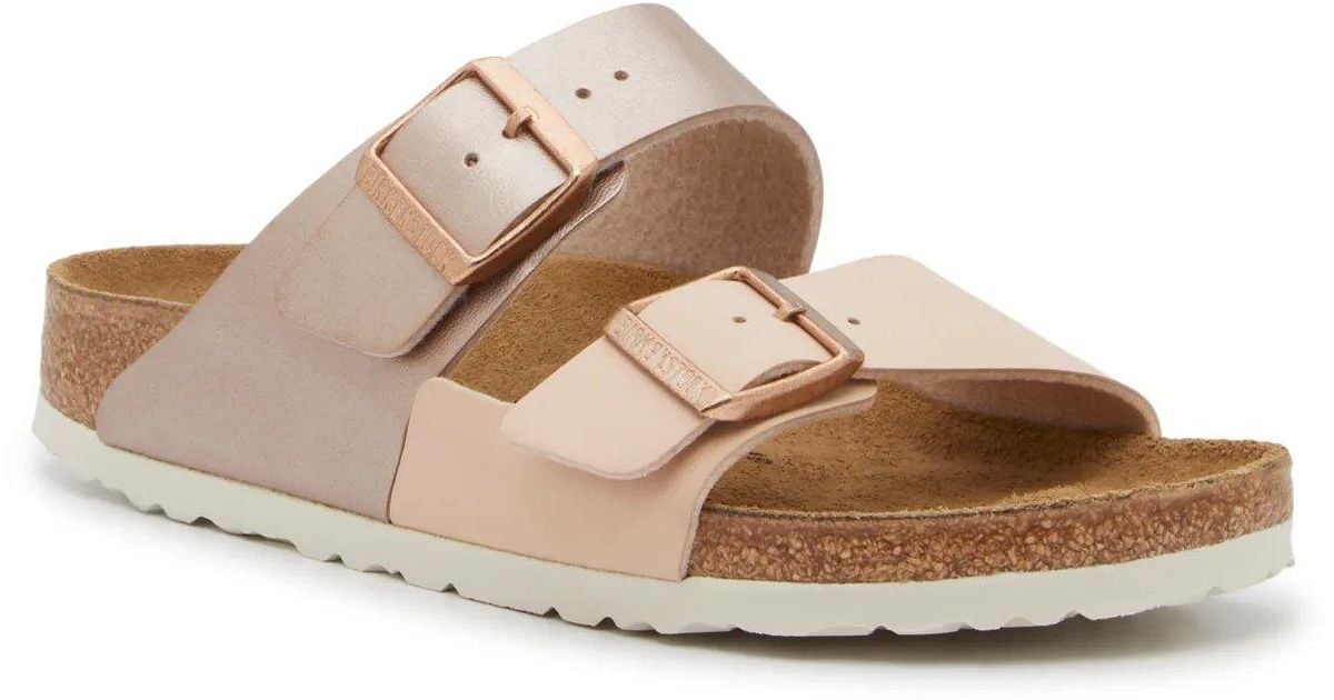 Birkenstock Arizona Slide Sandal in Brown | Lyst