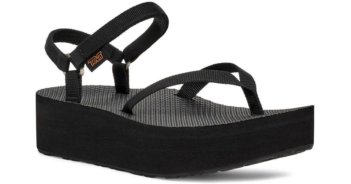 Teva Flatform Slim Platform Sandal in Black | Lyst