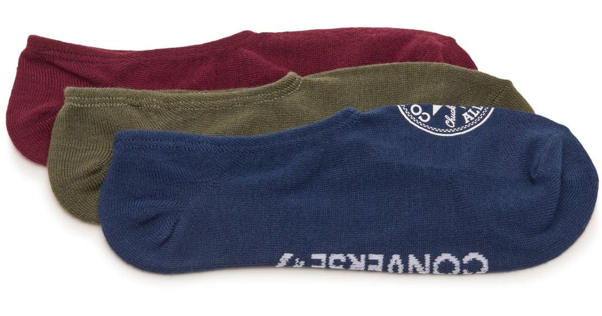 Converse Chucks Patch No Show Socks 3 Pack in Blue for Men | Lyst