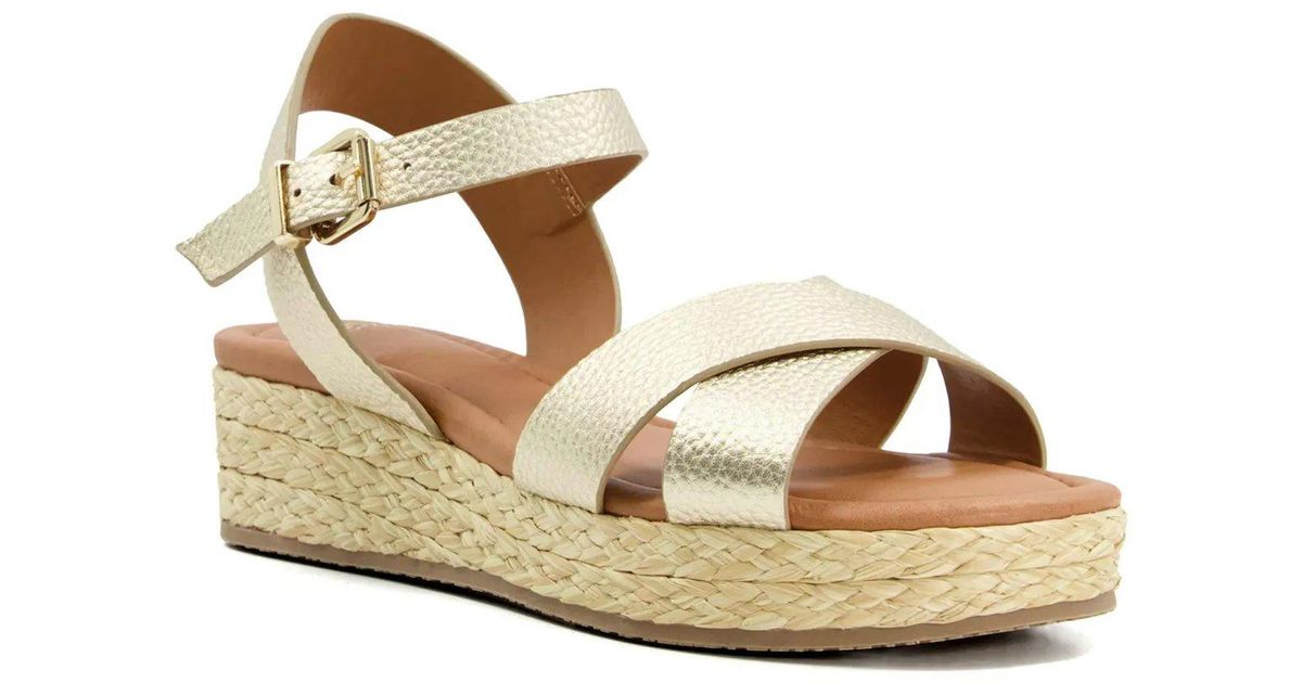 Dune Linnie Wedge Sandal in Metallic | Lyst