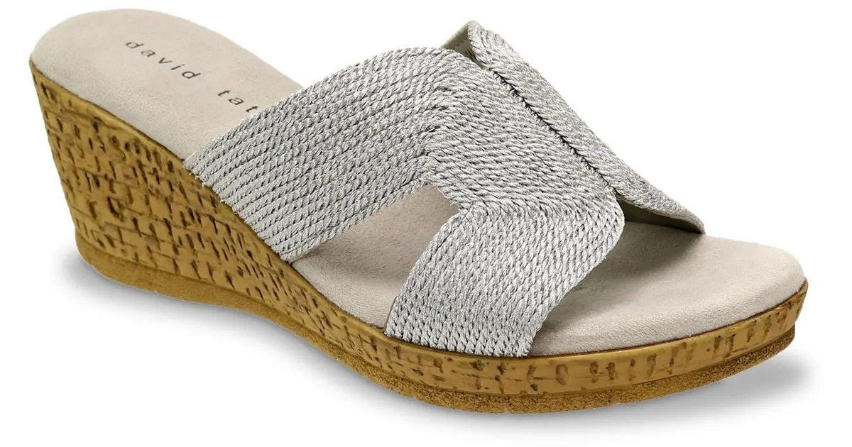 David Tate Vikki Wedge Sandal in White | Lyst