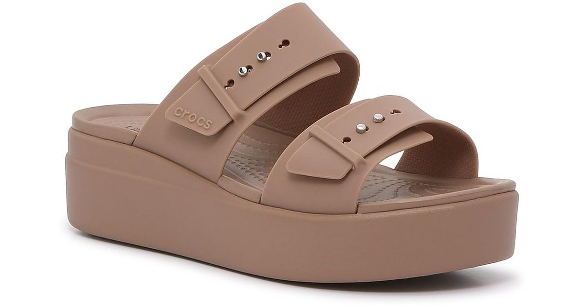 Crocs™ Brooklyn Low Wedge Sandal in Brown | Lyst