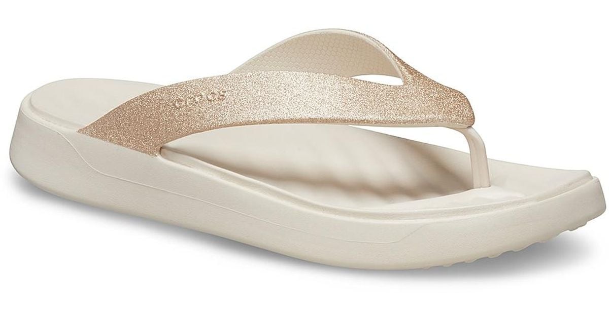 Crocs™ Getaway Glitter Flip Flop in White | Lyst
