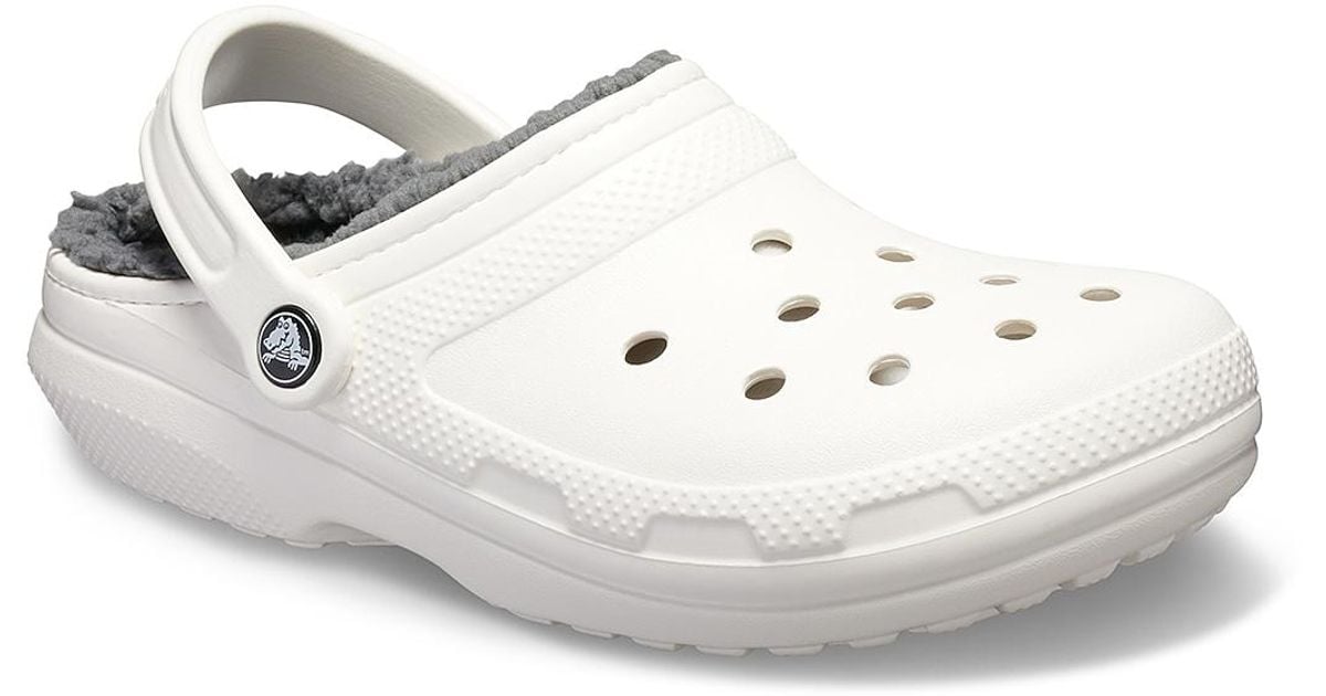 Crocs™ 's And Classic Lined Clog | Warm And Fuzzy Slippers in White ...