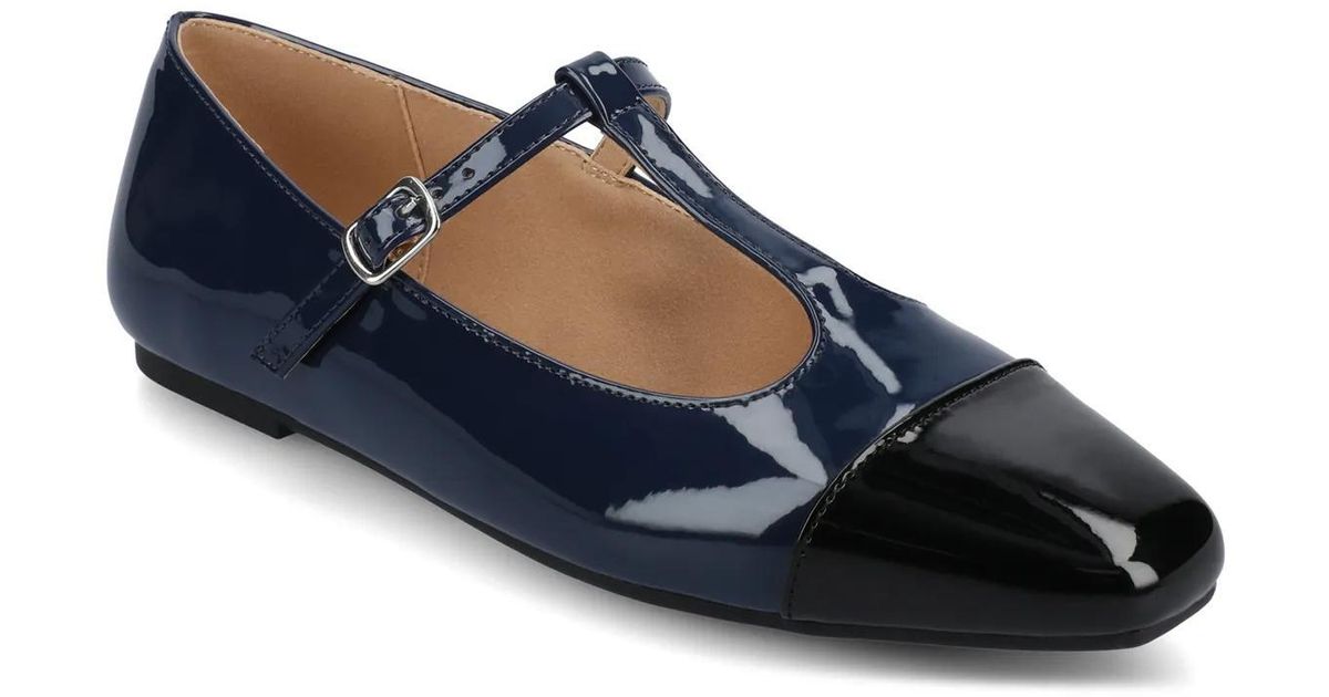 Journee Collection Theah Mary Jane Flat in Blue | Lyst