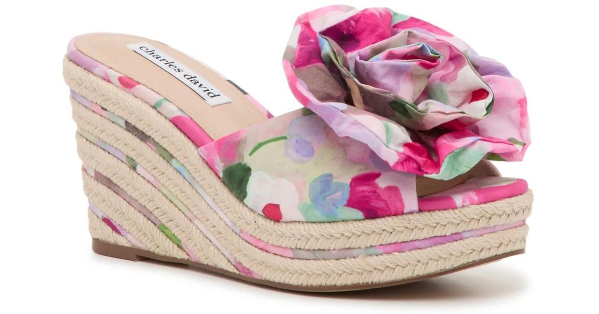 Charles David Crash Espadrille Wedge Sandal in Pink | Lyst