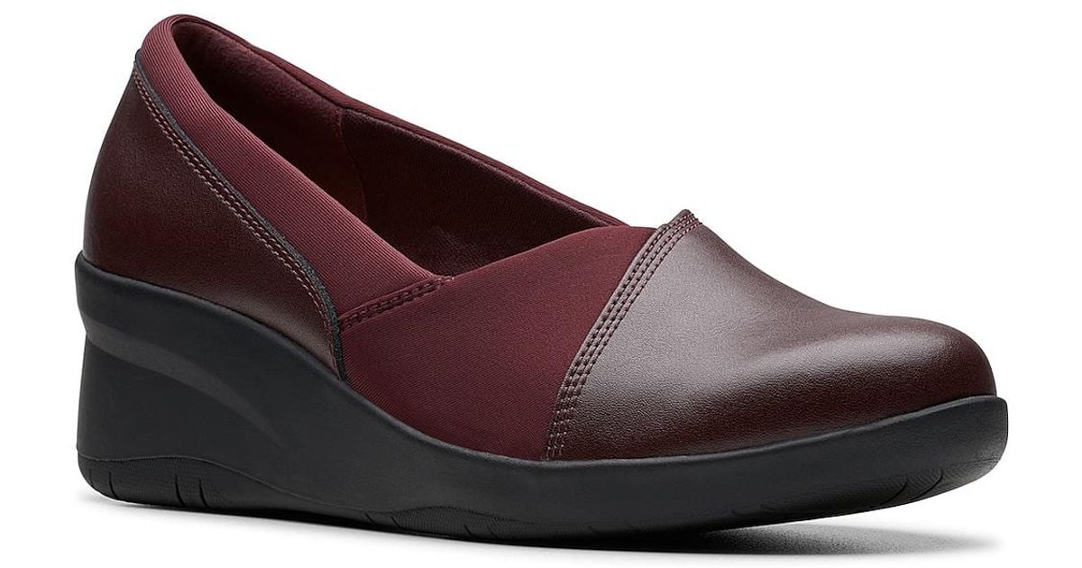 Clarks Suttyn Walk Wedge Slip-on in Red | Lyst
