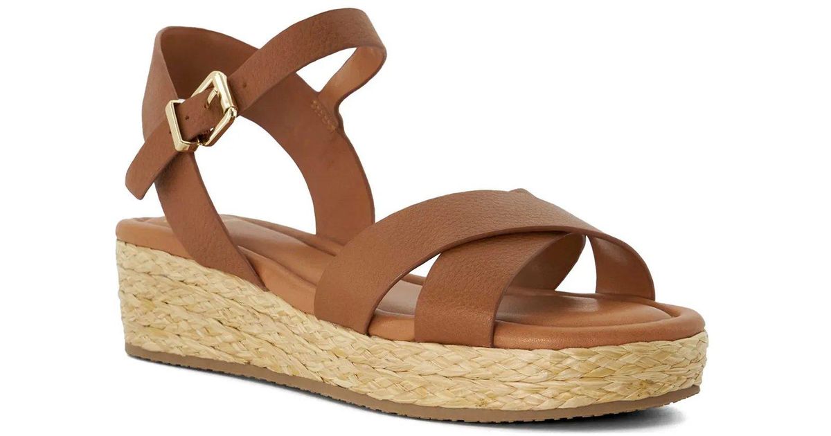 Dune Linnie Wedge Sandal in Brown | Lyst
