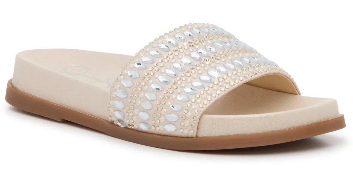 Jessica Simpson Rivver Slide Sandal in White | Lyst