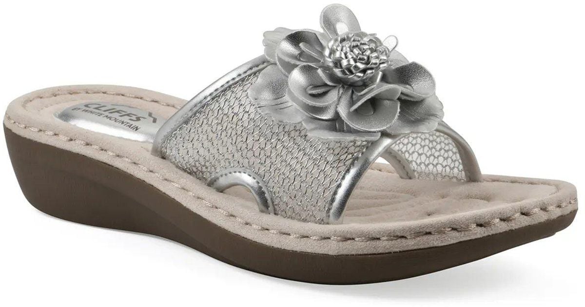 White Mountain Chill Wedge Sandal in Gray | Lyst