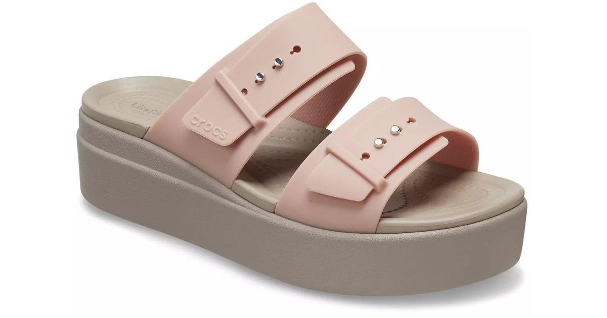 Crocs™ Brooklyn Low Wedge Sandal in Pink | Lyst
