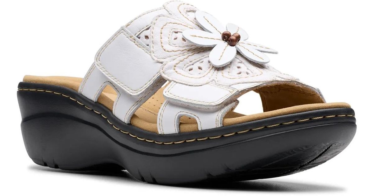 Clarks Wide Width Merliah Belle Wedge Sandal in Black | Lyst