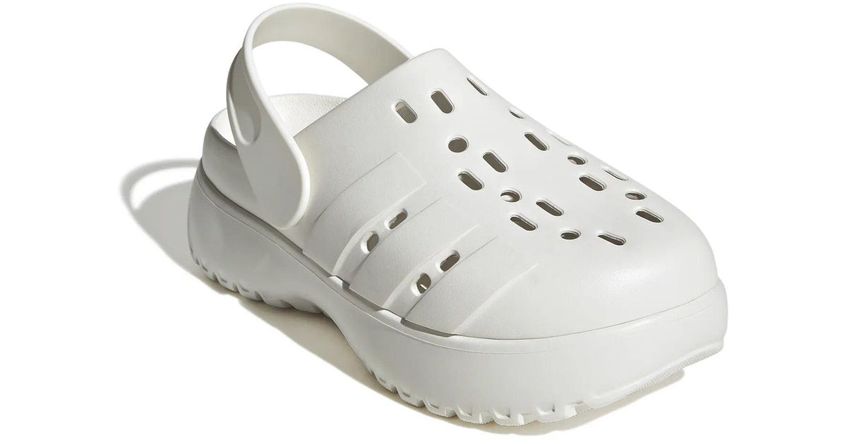 adidas Adilette Platform Clog in White | Lyst