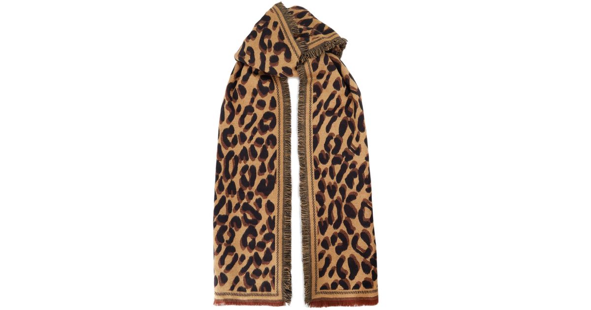 Dune Leopards Fringed Leopard Print Scarf in Brown | Lyst UK