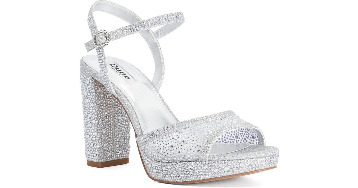 Dune Mesmerizing Embellished Platform Sandals in White | Lyst UK