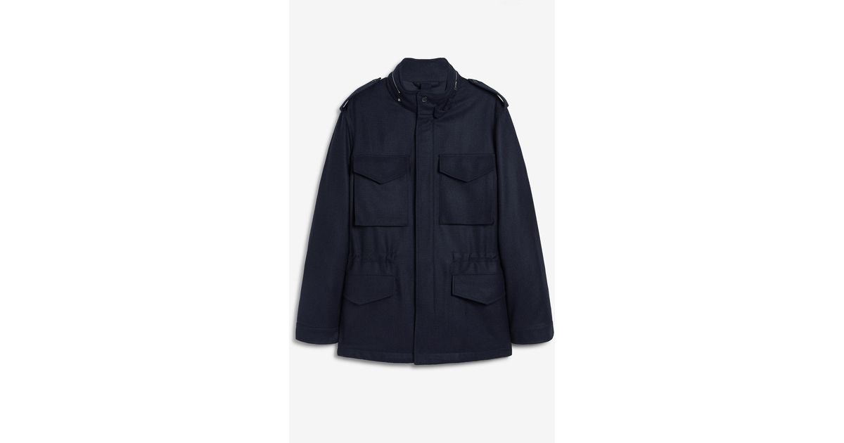 dunhill Luxury Wool Check Field Jacket With Detachable Liner in Blue ...