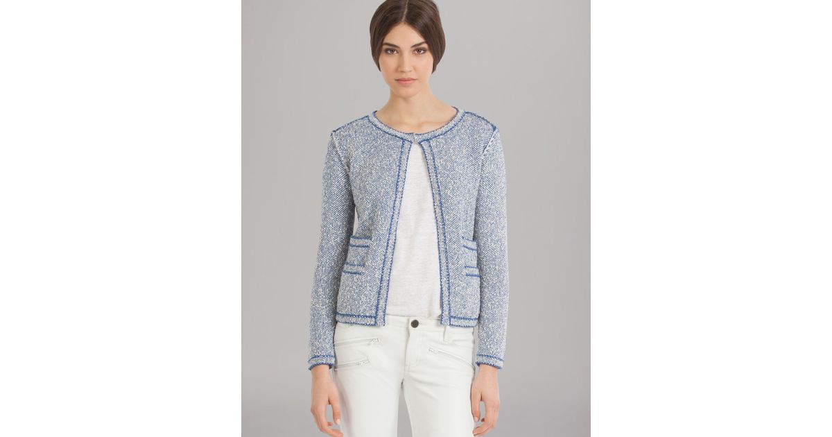 Maje Cardigan Tweed In Blue Lyst