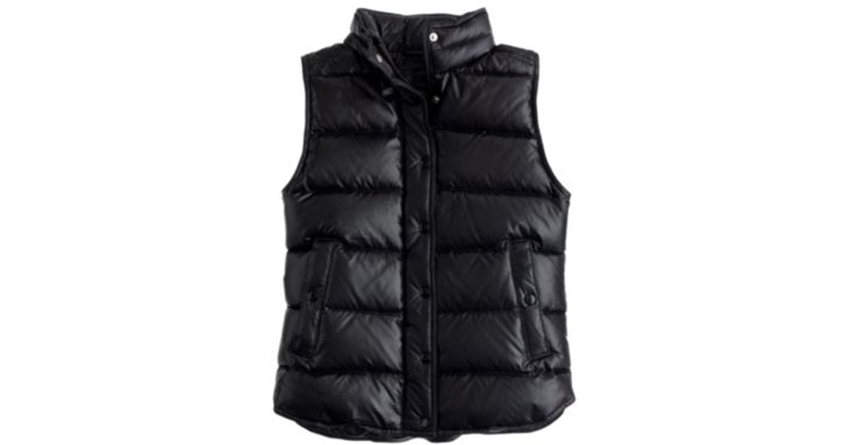 J.Crew Shiny Puffer Down Vest in Black | Lyst