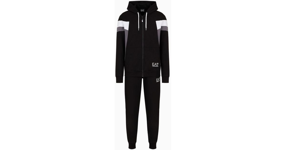 EA7 Asv Recycled Cotton-blend Summer Block Tracksuit in Black for Men ...