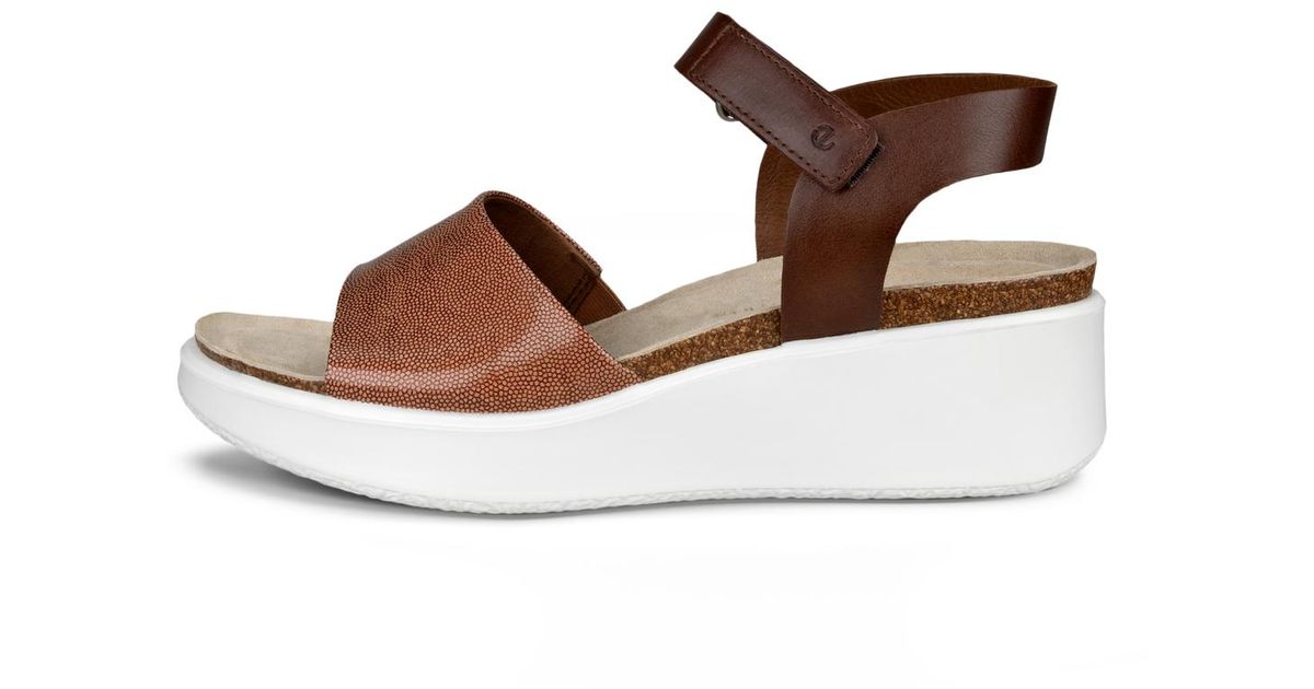 Ecco Flowt Wedge Leather In Brown Lyst