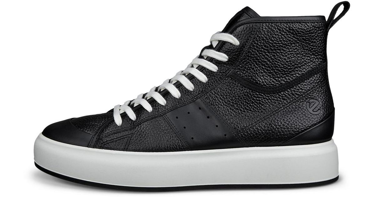 Ecco Street Ace High-Top Sneaker Leather in Black for Men | Lyst