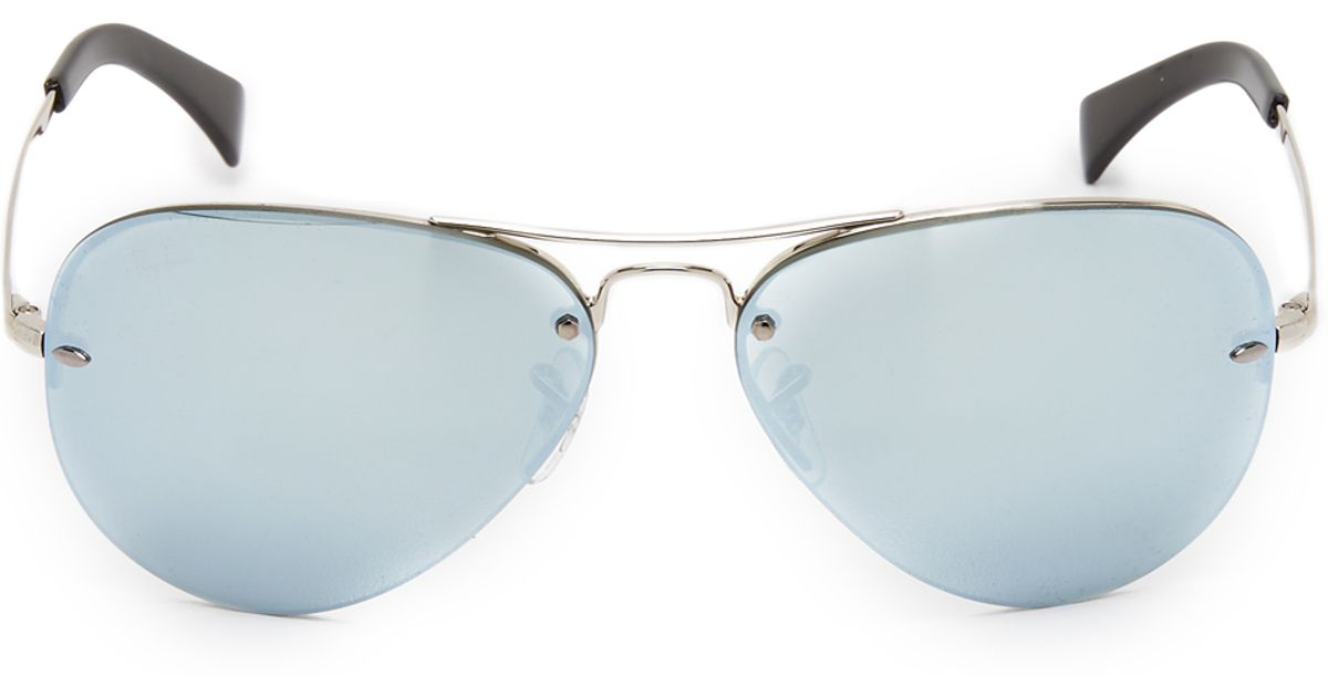 Ray-Ban Highstreet Mirrored Aviator Sunglasses in Black | Lyst