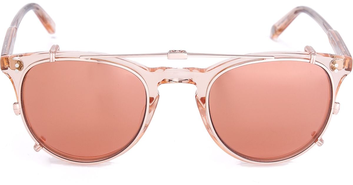 Garrett Leight Milwood Clip Sunglasses - Pink Crystal/rose Gold | Lyst