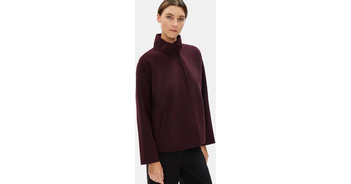 Eileen Fisher Brushed Wool Doubleface Boxy Coat in Red | Lyst
