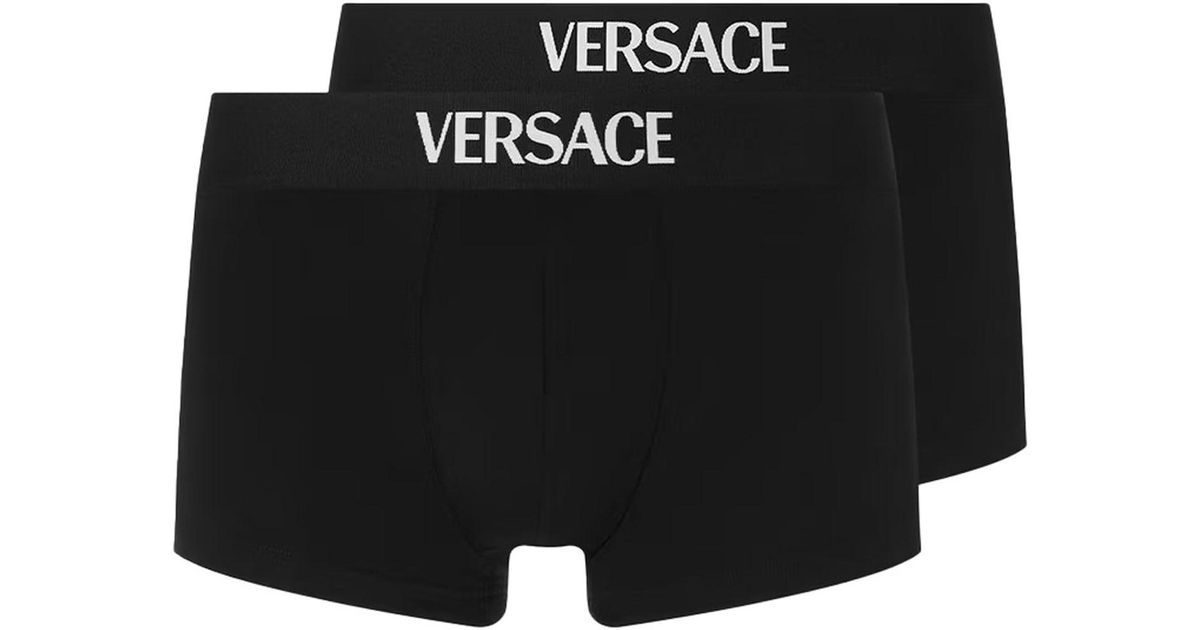 Versace Cotton-Jersey Trunks 2-Pack in Black for Men | Lyst