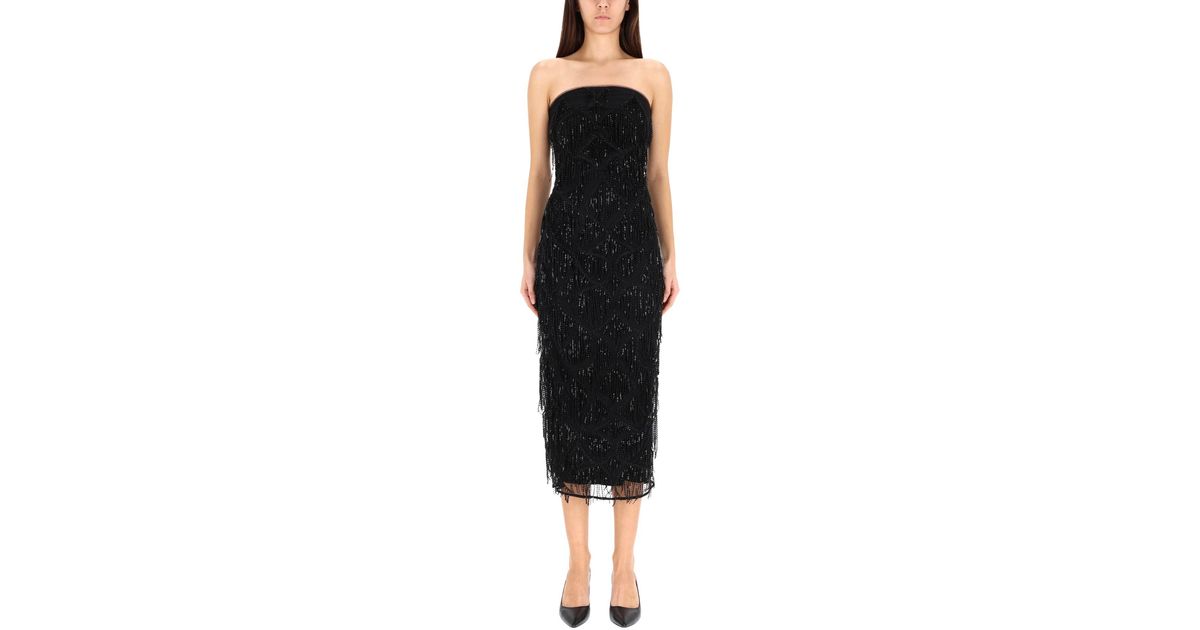 ROTATE BIRGER CHRISTENSEN Strapless Midi Dress in Black | Lyst UK
