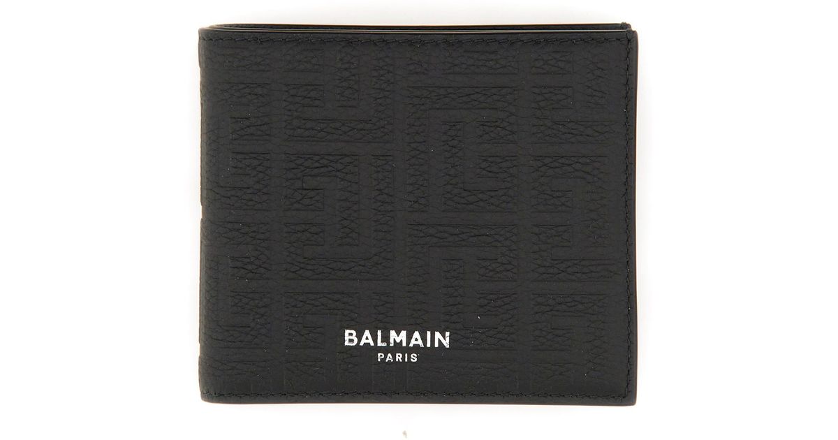 Balmain Leather Wallet in Black for Men | Lyst UK