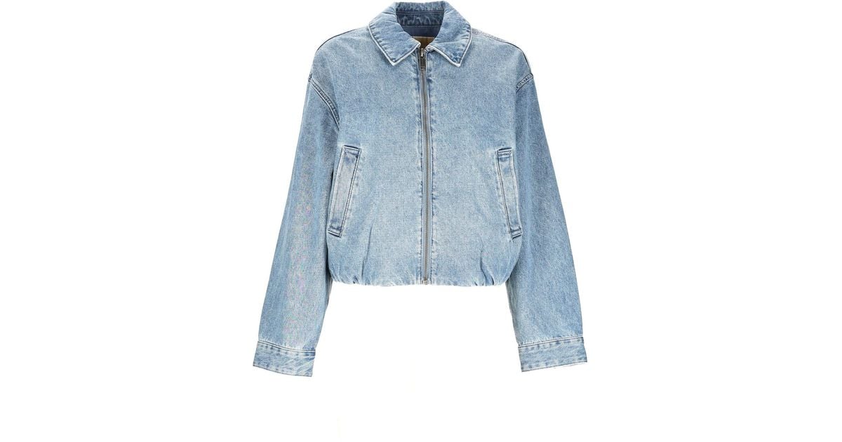 MICHAEL Michael Kors Denim Bomber Jacket in Blue | Lyst UK