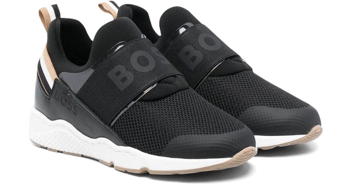 BOSS Logo Band Sneakers in Black | Lyst UK