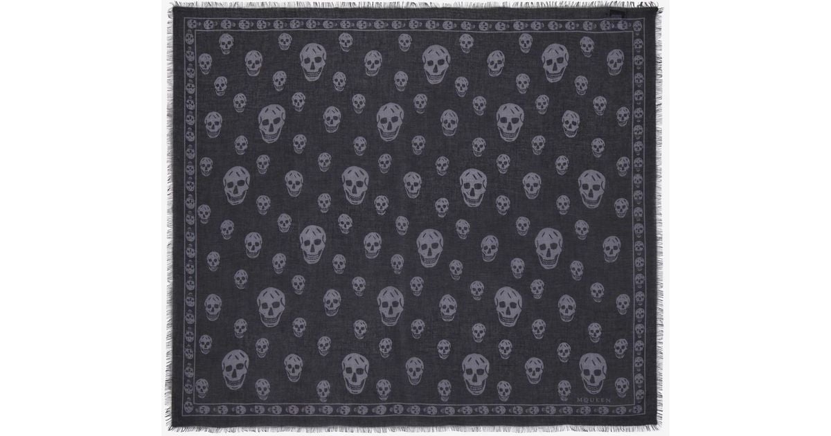 McQueen "Skull" Scarf in Grey for Men | Lyst UK