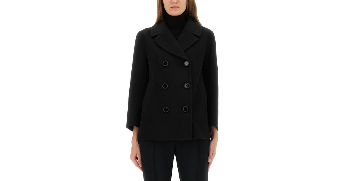 Max Mara Doublebreasted Coat Elise in Black | Lyst UK