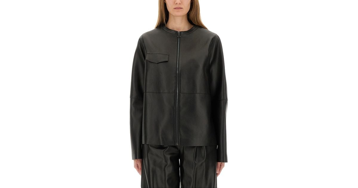 zona20 milano Leather "Cartago" Jacket in Black | Lyst UK