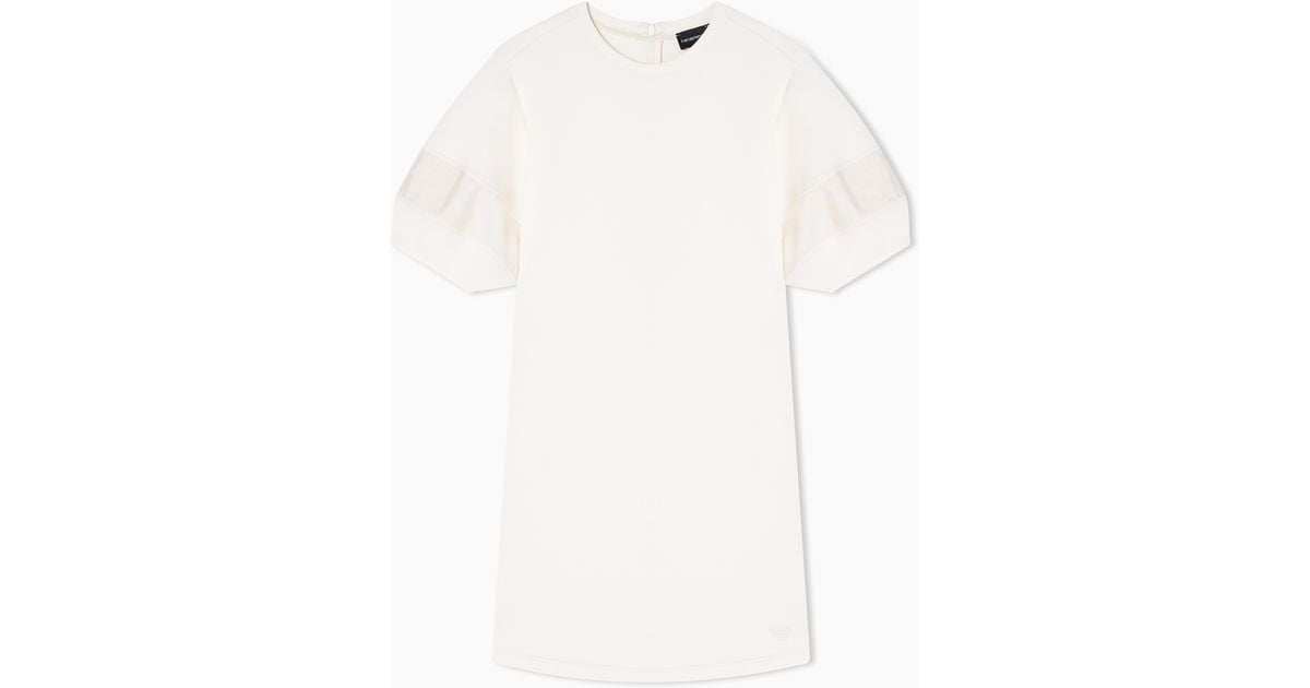 Emporio Armani Stretch Double Jersey Dress in White | Lyst UK