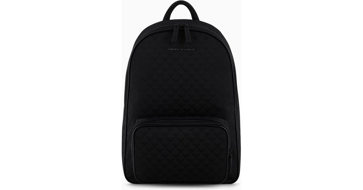 Emporio Armani Nylon Backpack With All-Over Jacquard Eagle in Black for ...